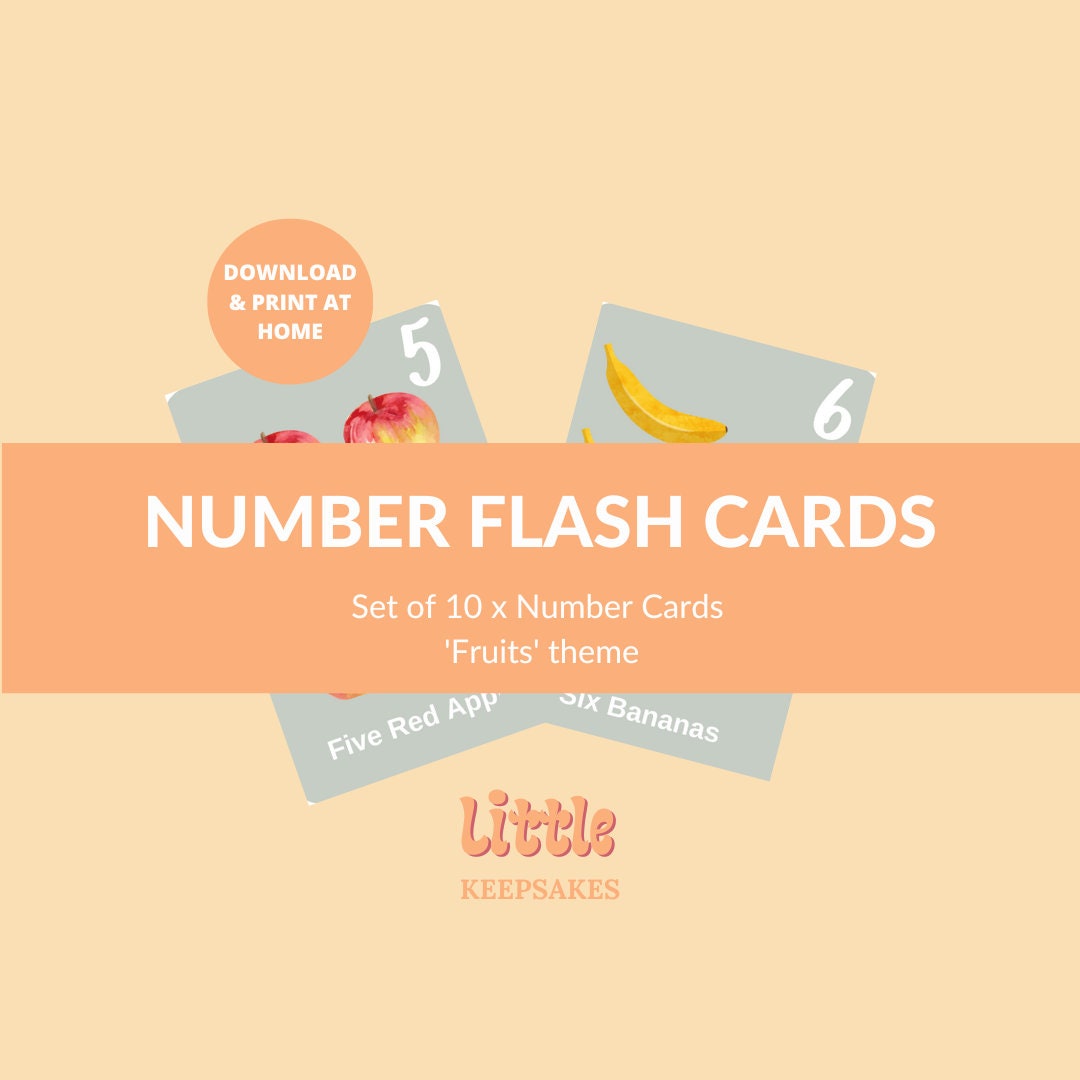 Printable Number Flash Cards 'fruits' | Montessori Learning - Etsy