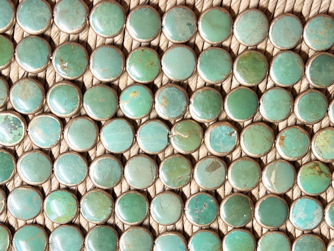 Gold Edge Turquoise Puff Coin Bead Green 12mm (1 Bead) - Etsy