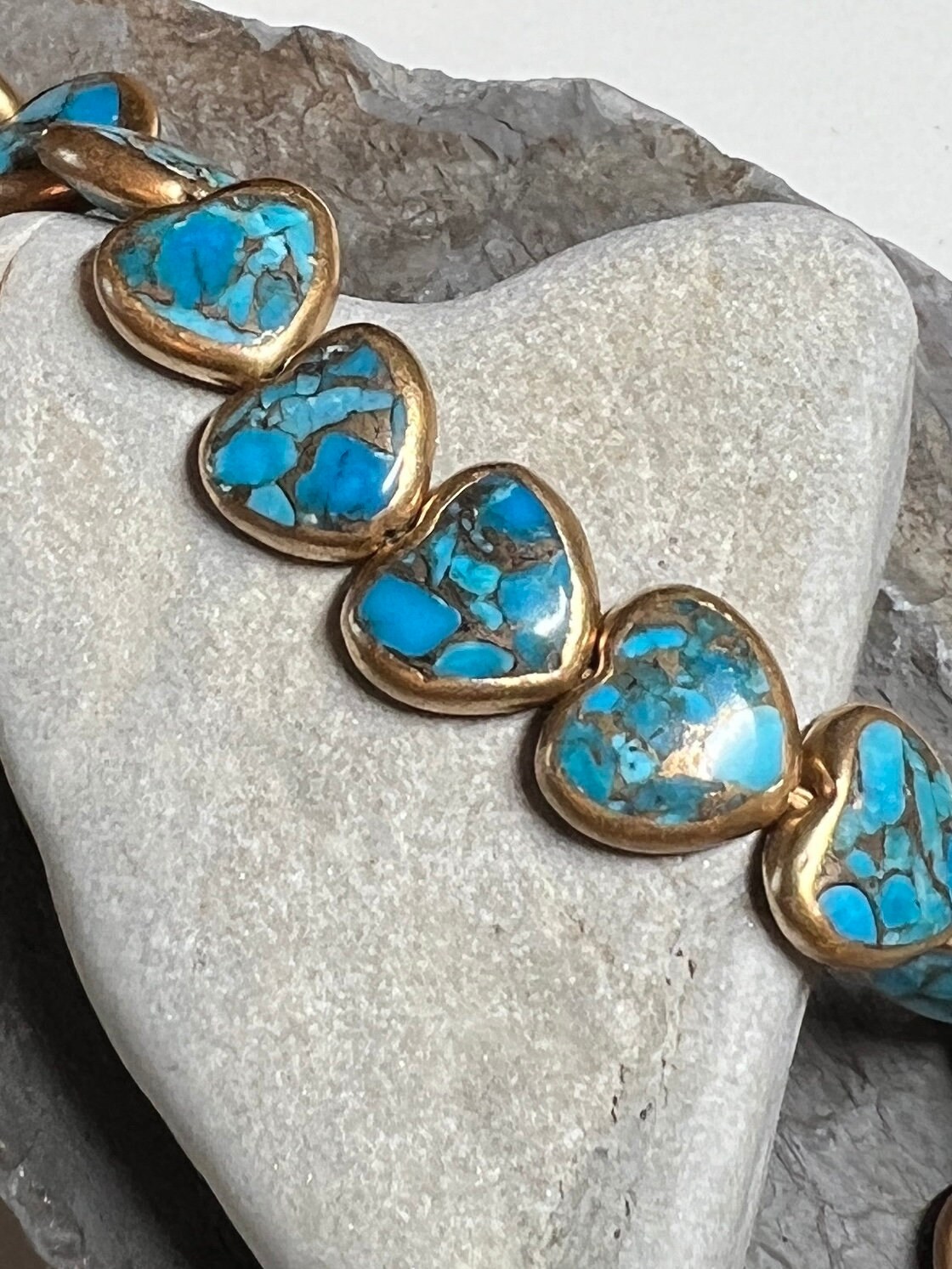 Gold Edge Heart Shape Puff Turquoise Bead 13 X 15MM - Etsy