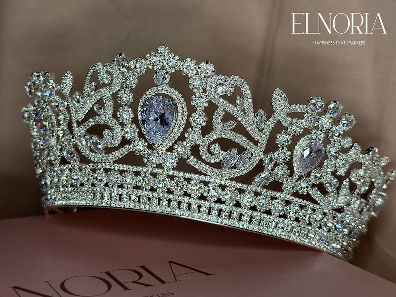 Queen Bridal Crown Swarovski Crystal Tiara Silver Wedding Luxury Bride ...