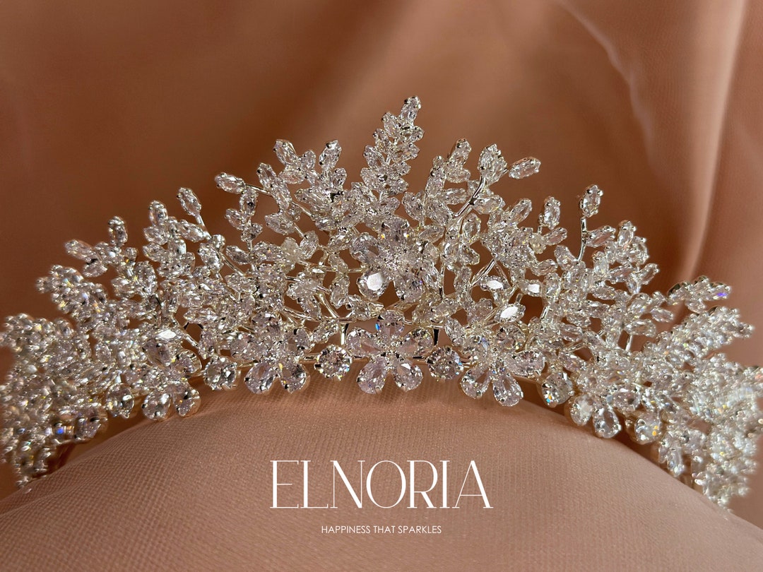 Royal Brida Tiara With Three Stone Shapes Swarovski Tiara for Wedding ...