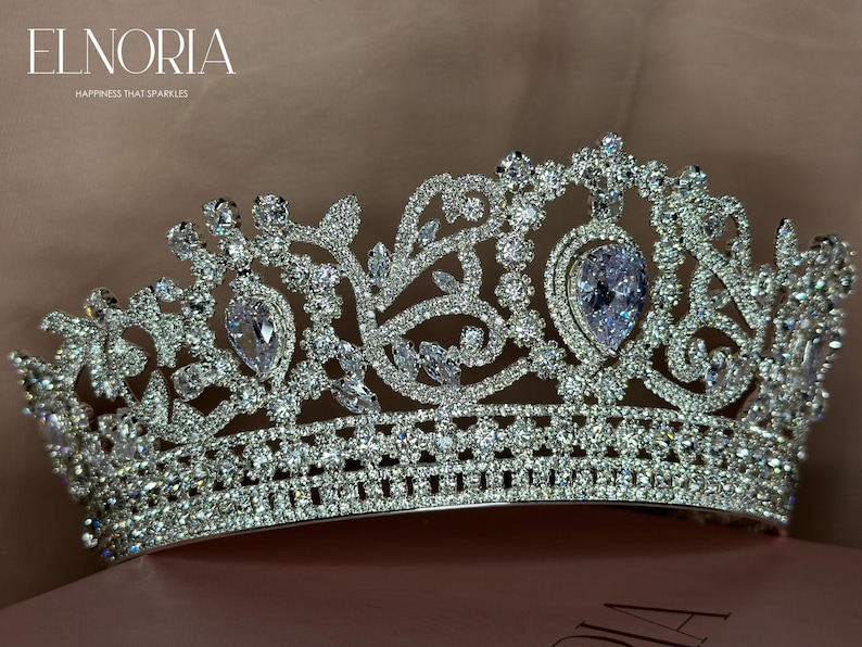 Queen Bridal Crown Swarovski Crystal Tiara Silver Wedding Luxury Bride ...