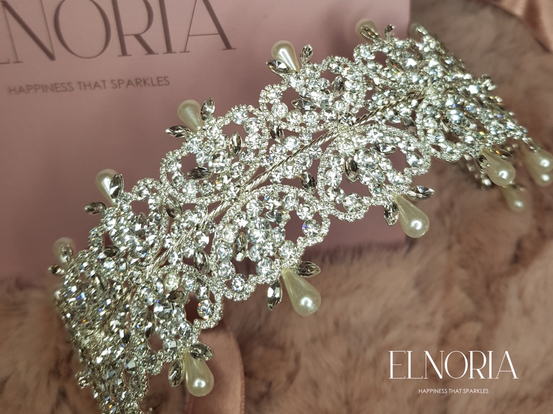 Pearl Headpiece Wedding, Pearl Headband Bride, Swarovski Headpiece ...