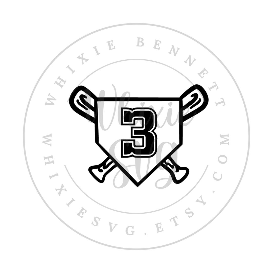 Baseball Softball Plate With Number 3 SVG Design - Baseball Softball ...