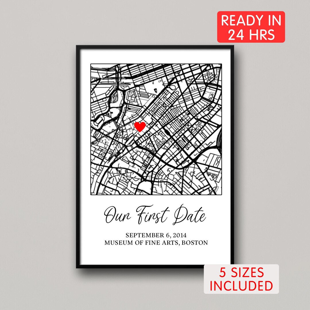Personalized Where We Met Map, Custom Couple Gift, First Date Location ...