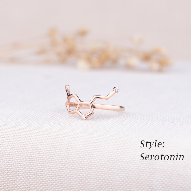 Serotonin Ring Dopamine Ring Dainty Sterling Silver Ring | Etsy
