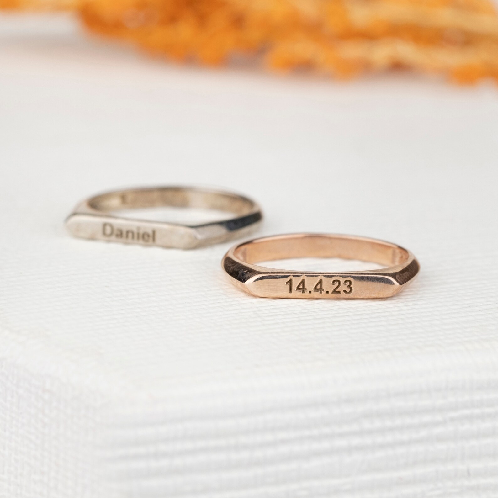 Engraved Name Ring, Coordinate Ring, Custom Message Ring, Promise Ring ...