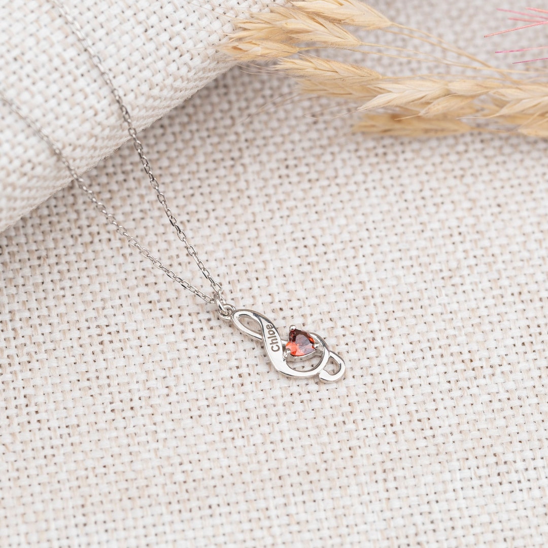 G Treble Clef Necklace, Sterling Silver Music Birthstone Necklace, Name ...