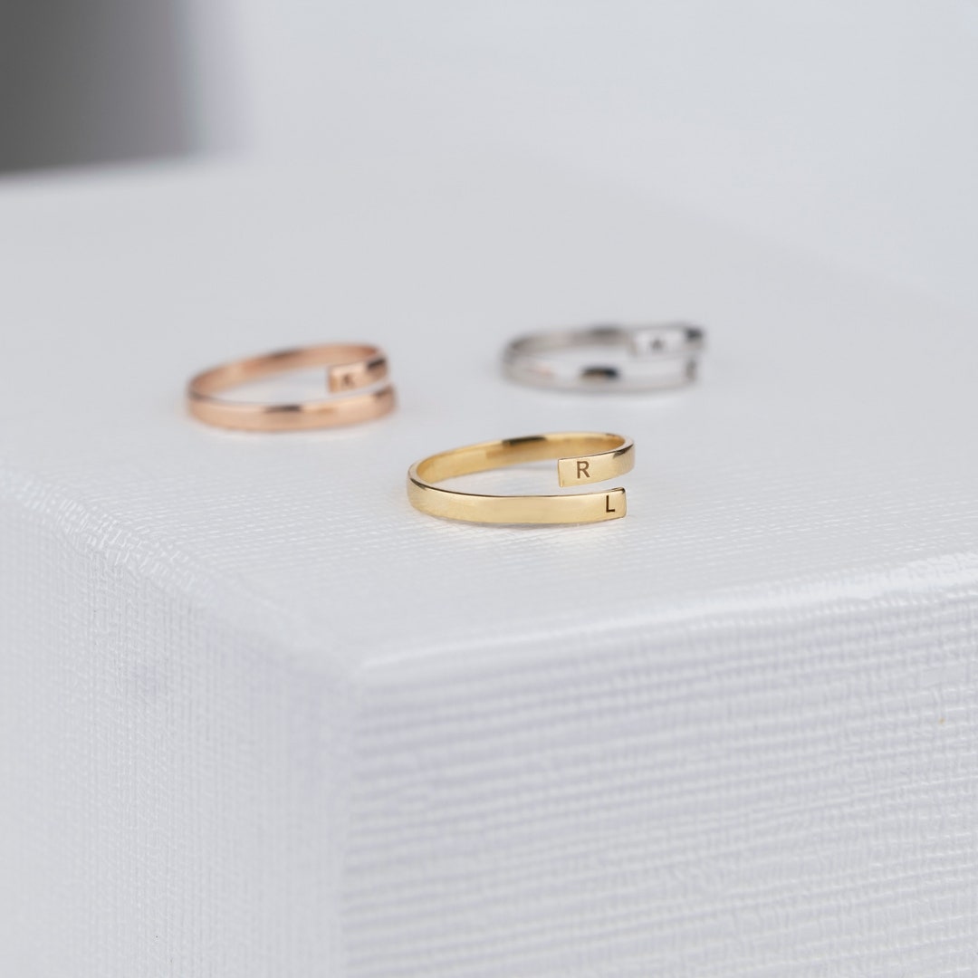 Double Letter Ring, Sterling Silver Ring, Personalized Name Ring ...