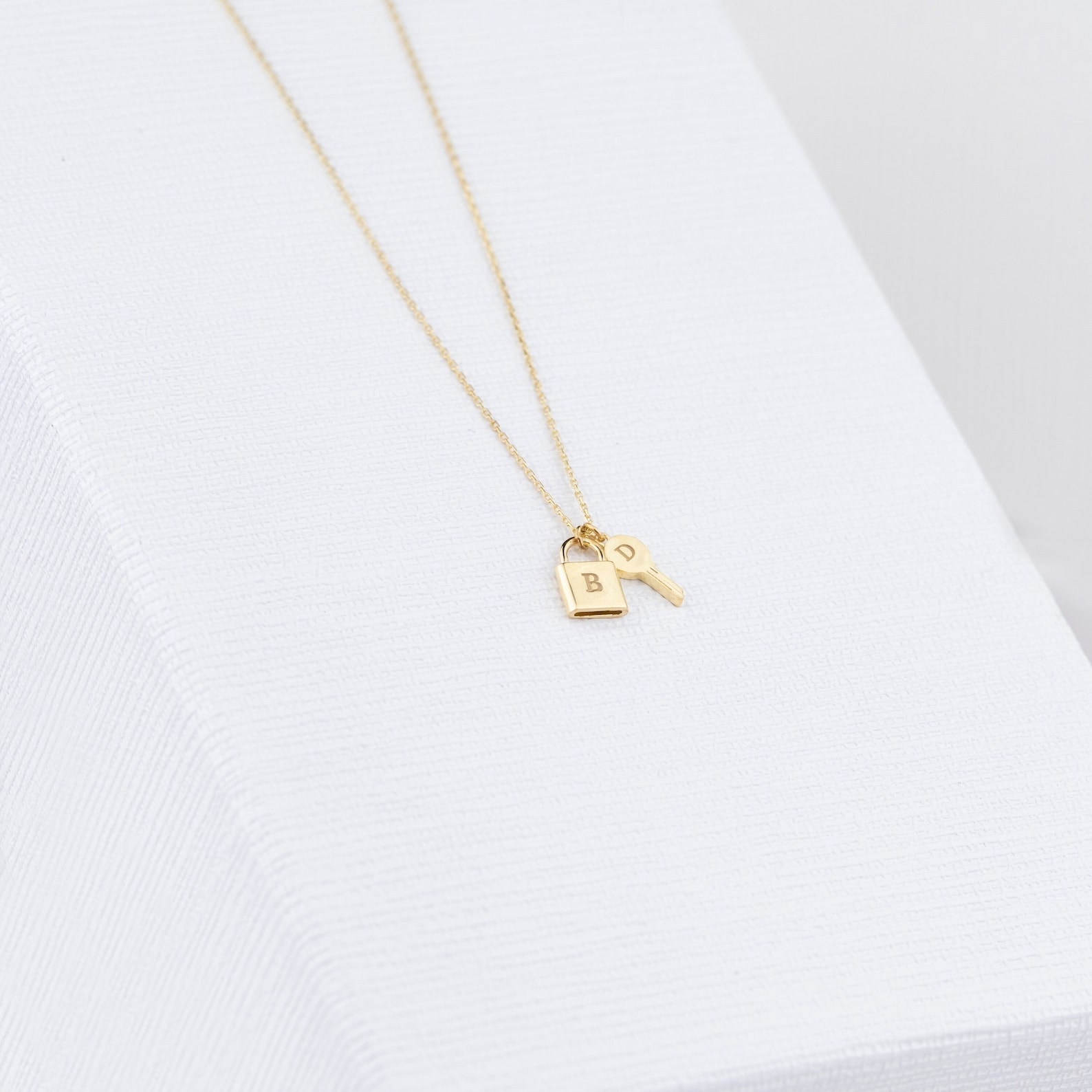 Sterling Silver Key and Lock Initial Necklace, Personalized Jewelry - Etsy
