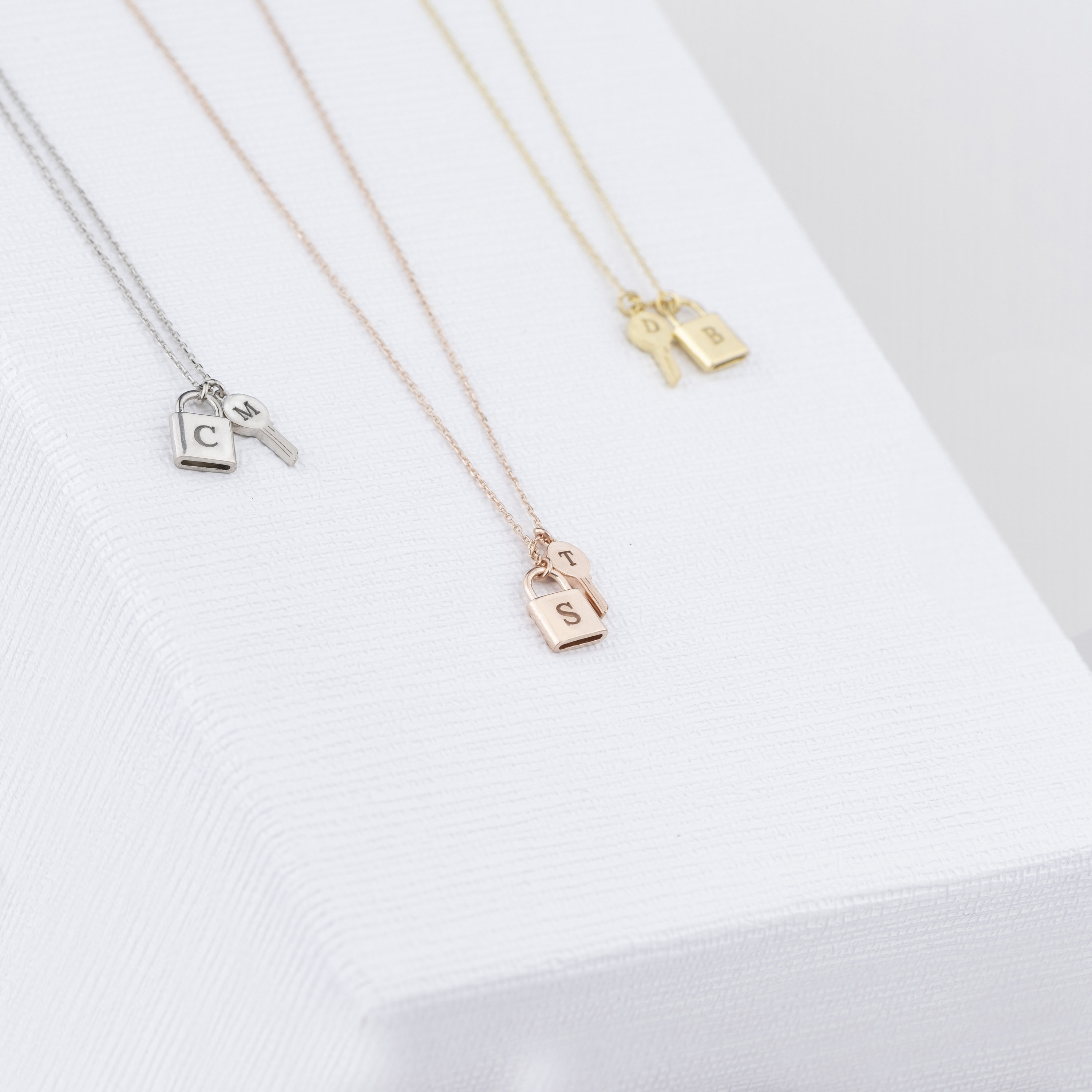 Sterling Silver Key and Lock Initial Necklace, Personalized Jewelry - Etsy