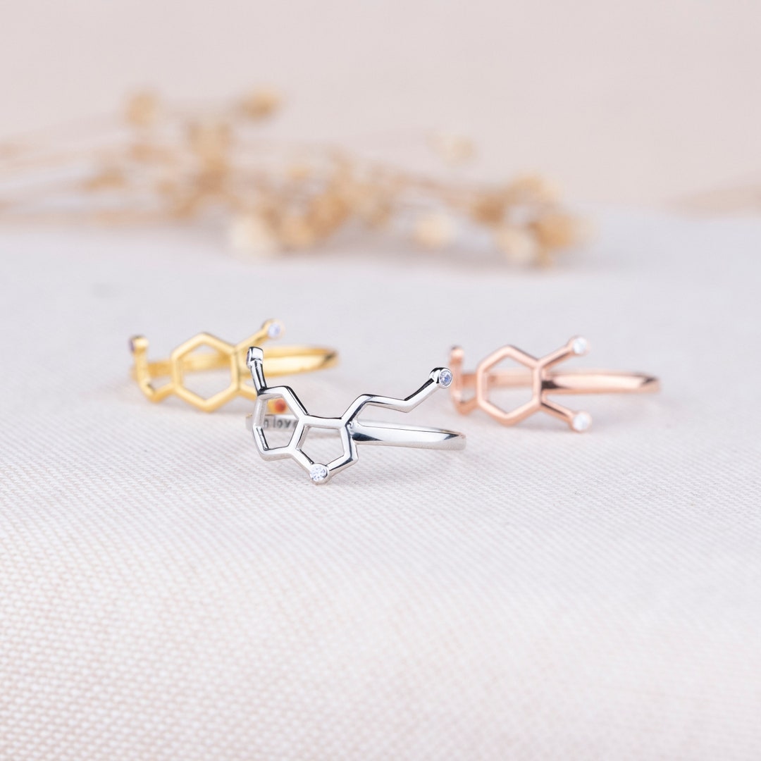 Serotonin Ring, Dopamine Ring, Dainty Sterling Silver Ring, Diamond Ring, Wedding Ring, Ring ...