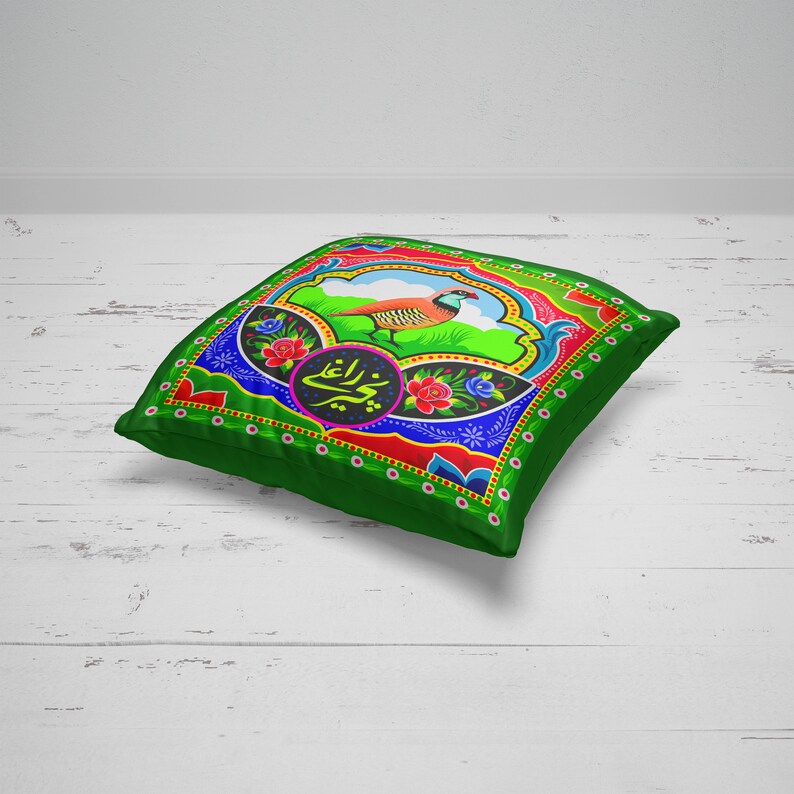 Truck Art Design, Pakistani, Indian Style Colorful Pillow, Peacock ...
