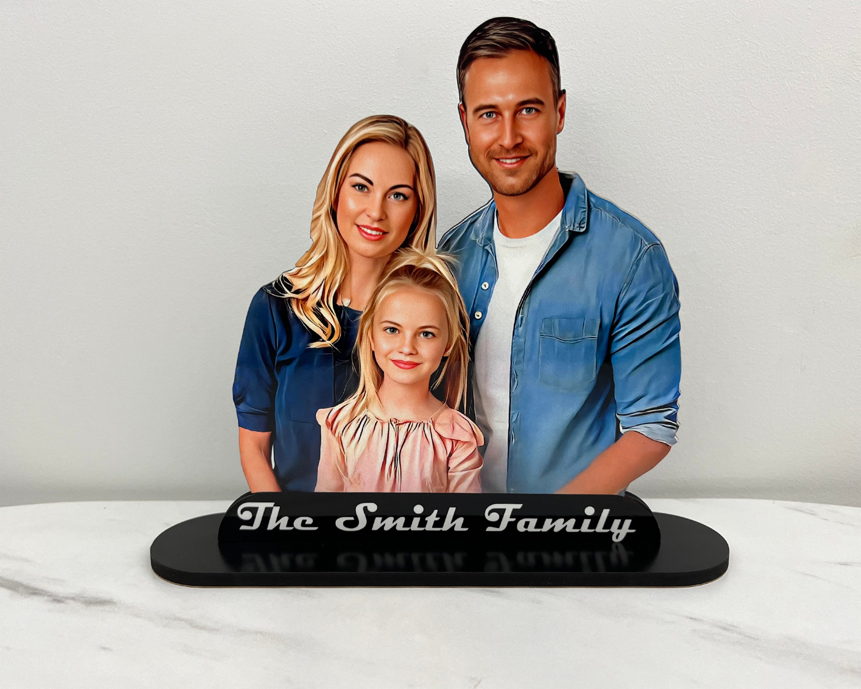 Custom Family Photo Statuette - Personalized Family Portrait - Wooden ...