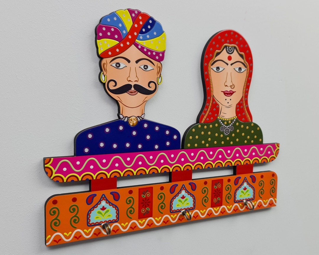 Rajasthani Couple Key Hanger – Key Holder, Rajasthan Art. Functional ...