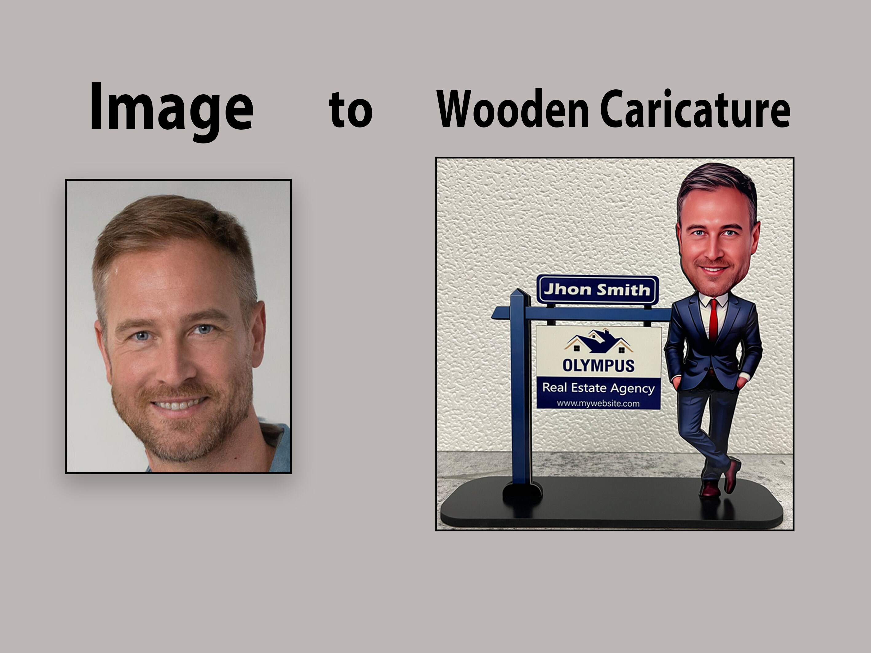 Custom Wooden Caricature Figurine Personalized , Branding, Desk Décor ...