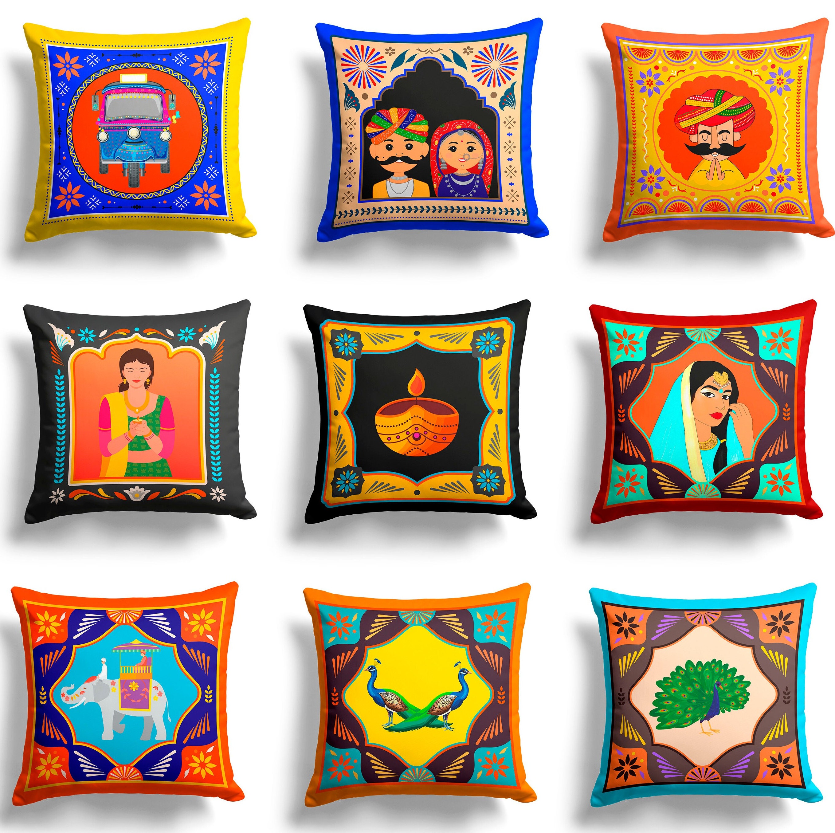 Truck Art Design, Pakistani, Indian Style Colorful Pillow, Peacock ...