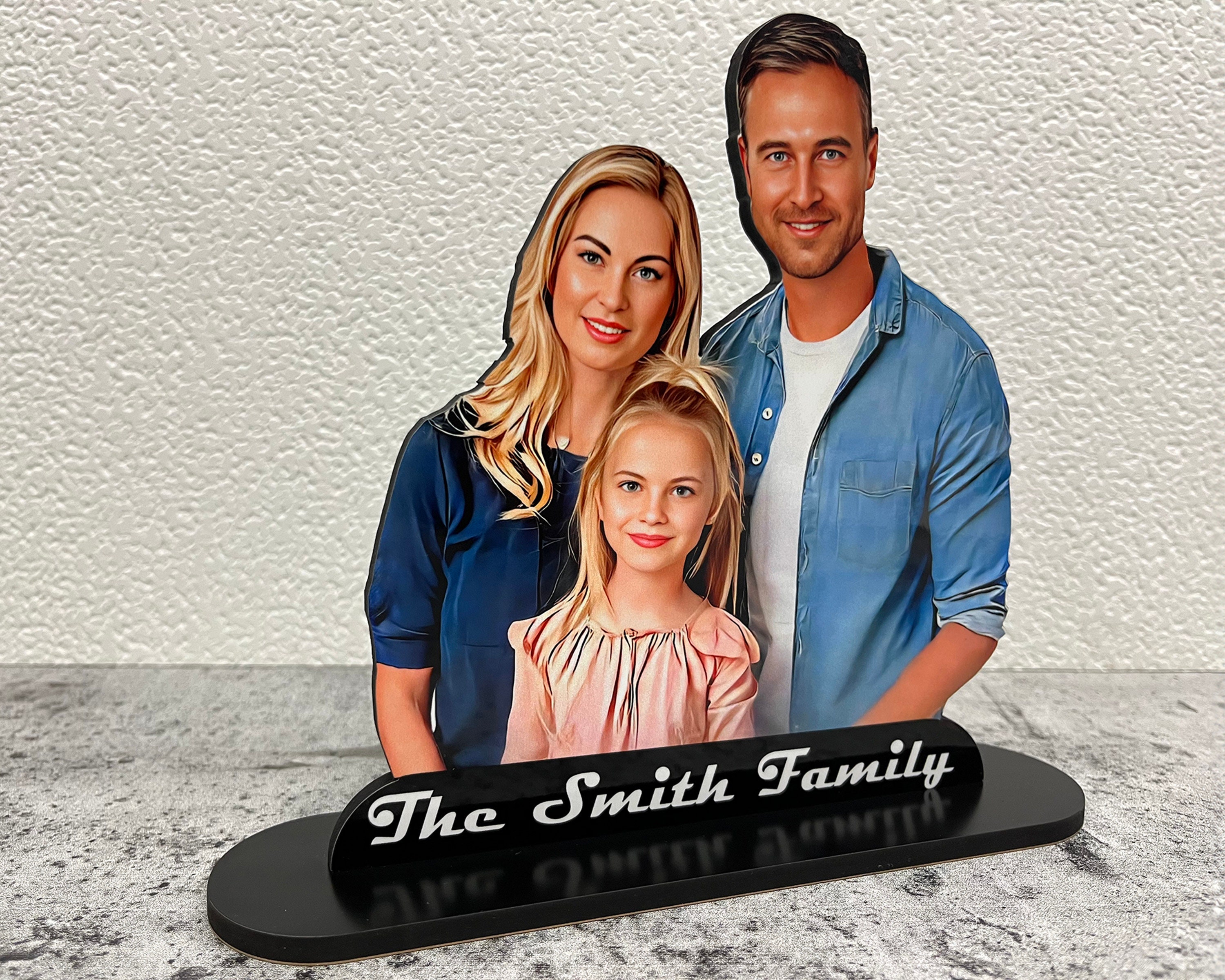 Custom Family Photo Statuette - Personalized Family Portrait - Wooden ...