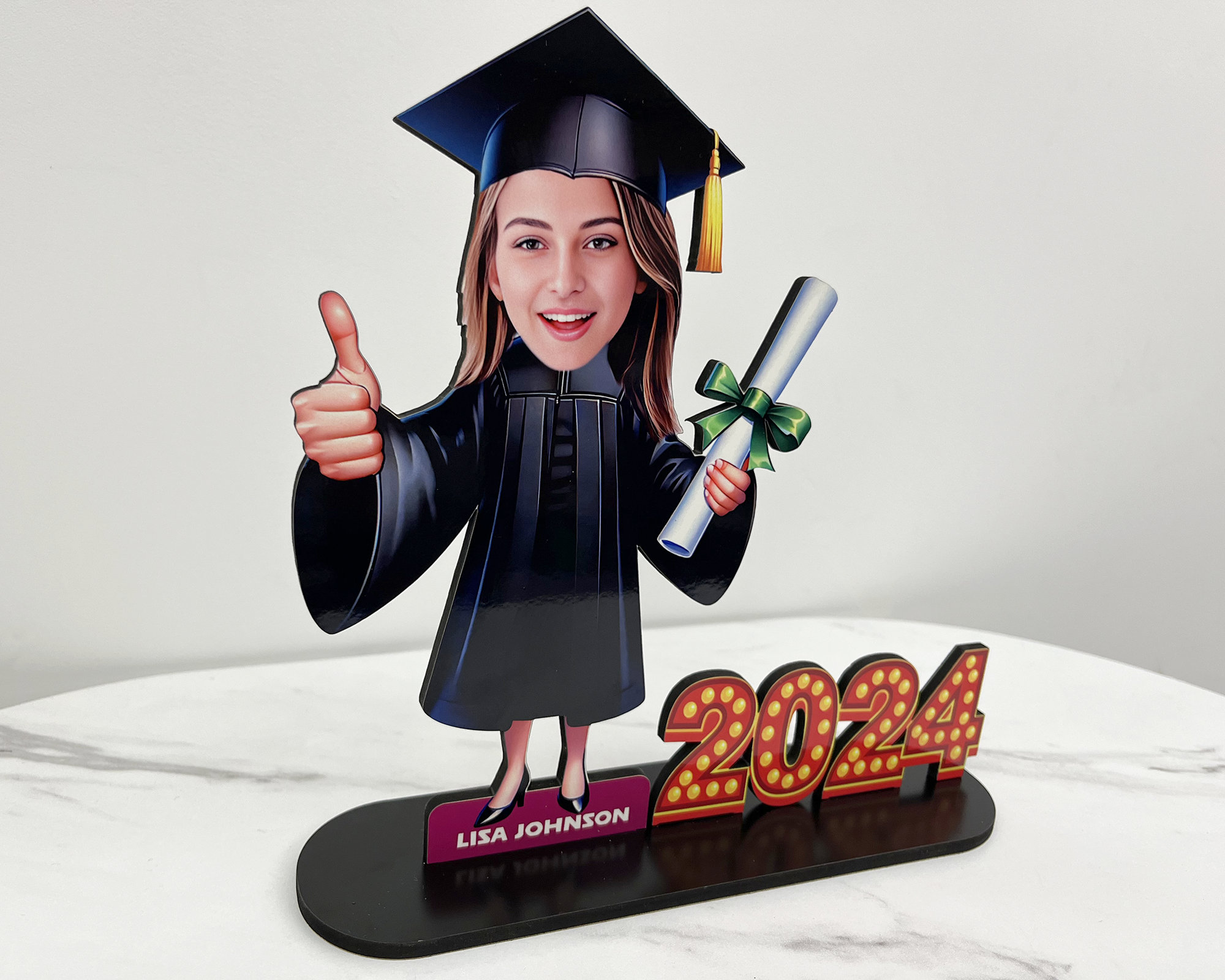 Custom Wood Caricature Cartoon Figurine Personalized Graduation Year ...