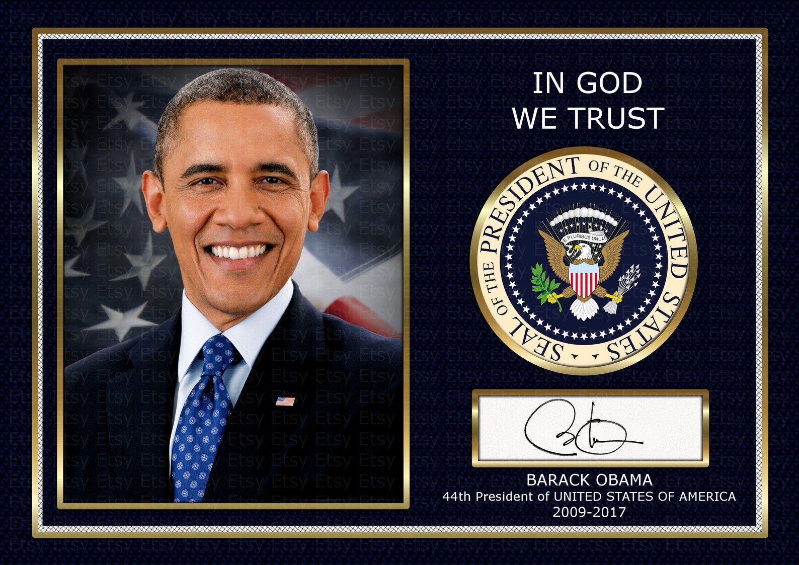 Barack Obama President of USA A4 Signed Photo Print - Etsy