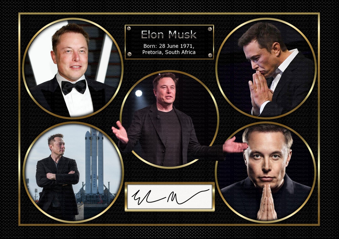 Elon Reeve Musk TESLA Spacex ORIGINAL A4 Signed Photo Print MEMORABILIA ...