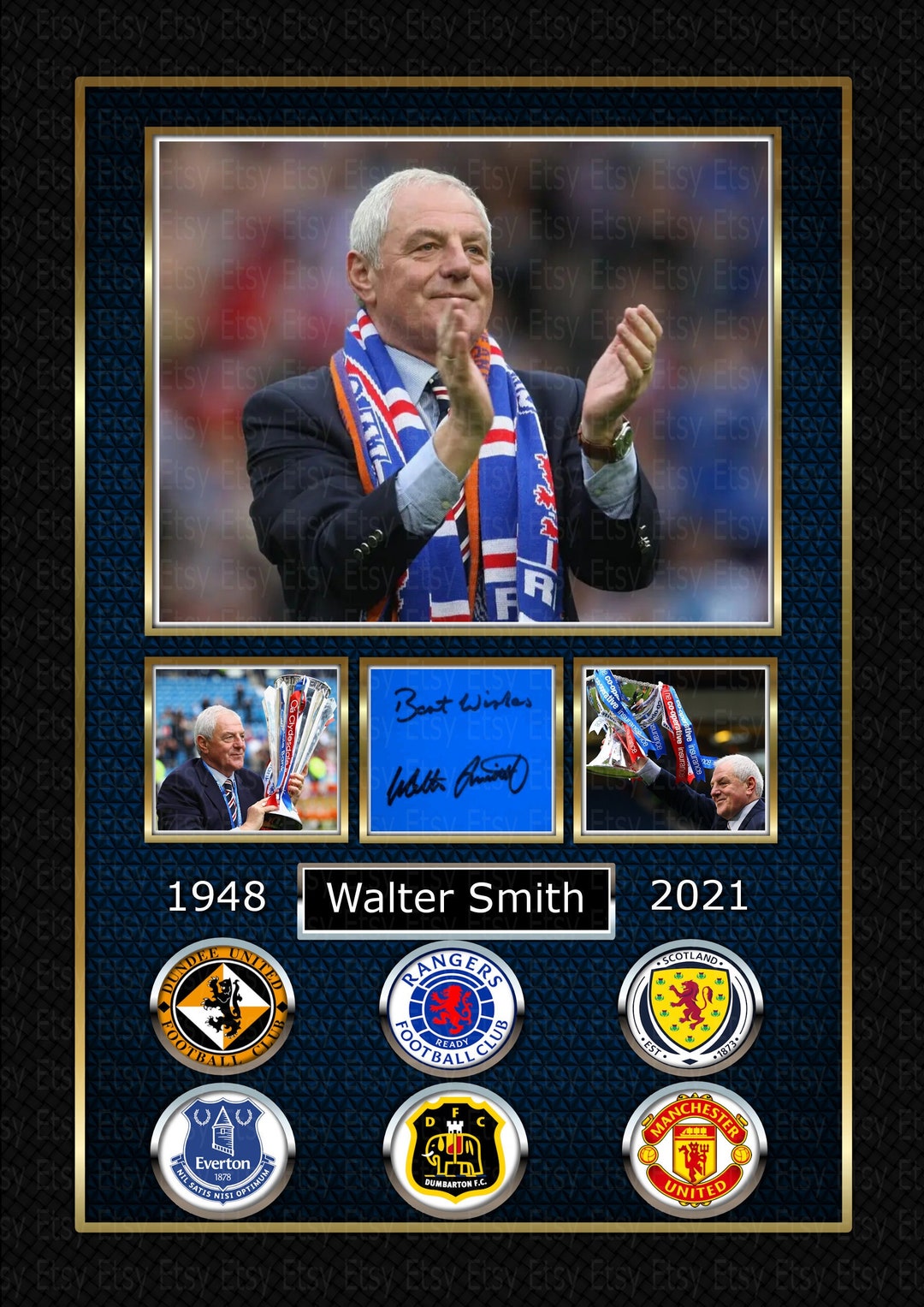 Walter Smith Rangers FC A4 Signed Photo Print Memorabilia - Etsy