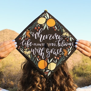 Embroidered Graduation Cap Topper Lemon Graduation Cap - Etsy