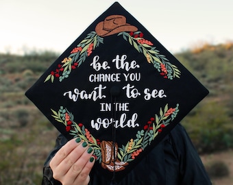 Cowhide Grad Cap Topper - Etsy