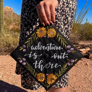 Embroidered Sunflower Graduation Cap Topper Graduation Cap - Etsy