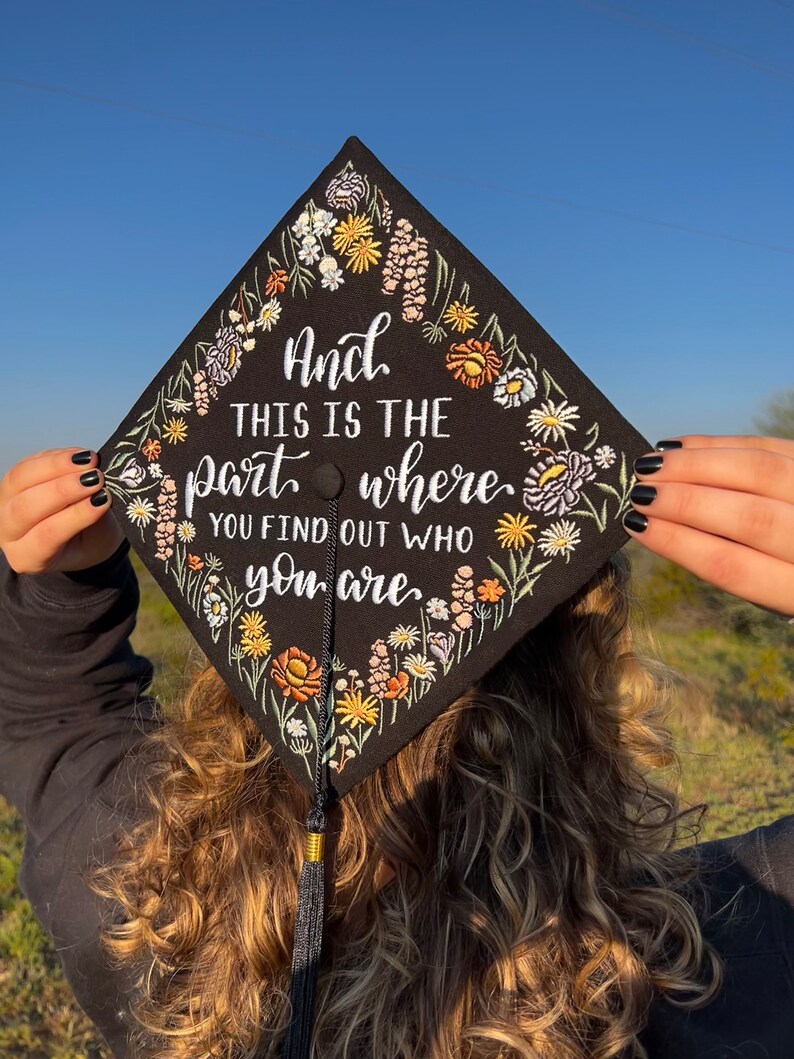Embroidered Wildflower Graduation Cap Topper Graduation Cap - Etsy
