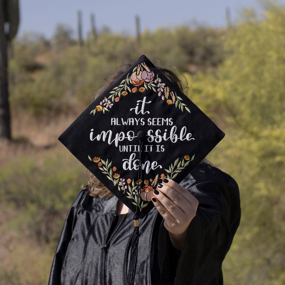 Embroidered Boho Graduation Cap Topper | Grad Cap Decoration Topper ...