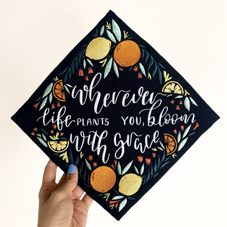 Embroidered Graduation Cap Topper Lemon Graduation Cap - Etsy