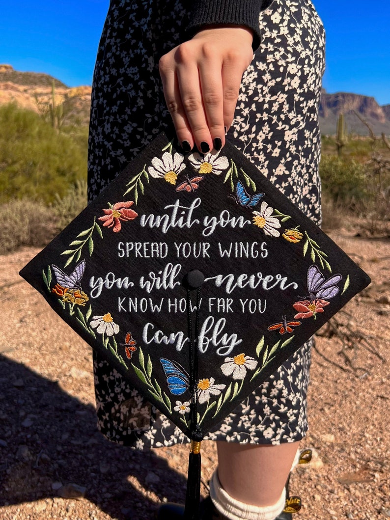 Embroidered Butterfly Graduation Cap Topper Graduation Cap - Etsy