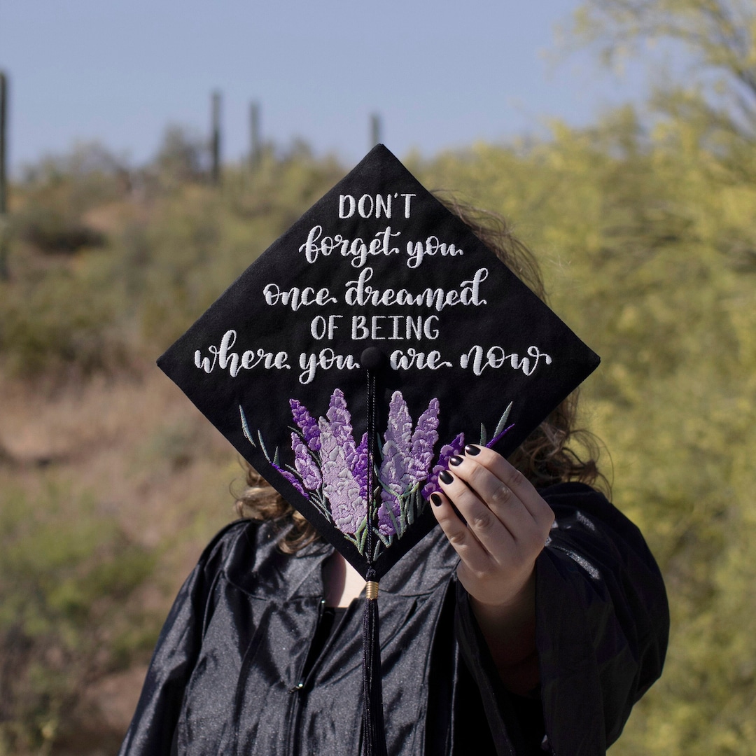 Embroidered Lavender Graduation Cap Topper | Grad Cap Decoration Topper ...