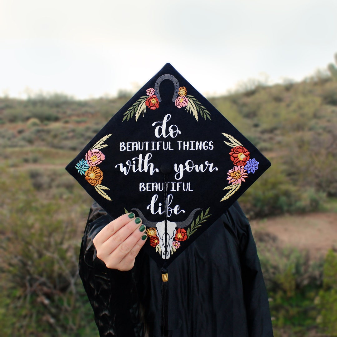 Custom Embroidered Graduation Cap Topper | Personalized Grad Cap ...