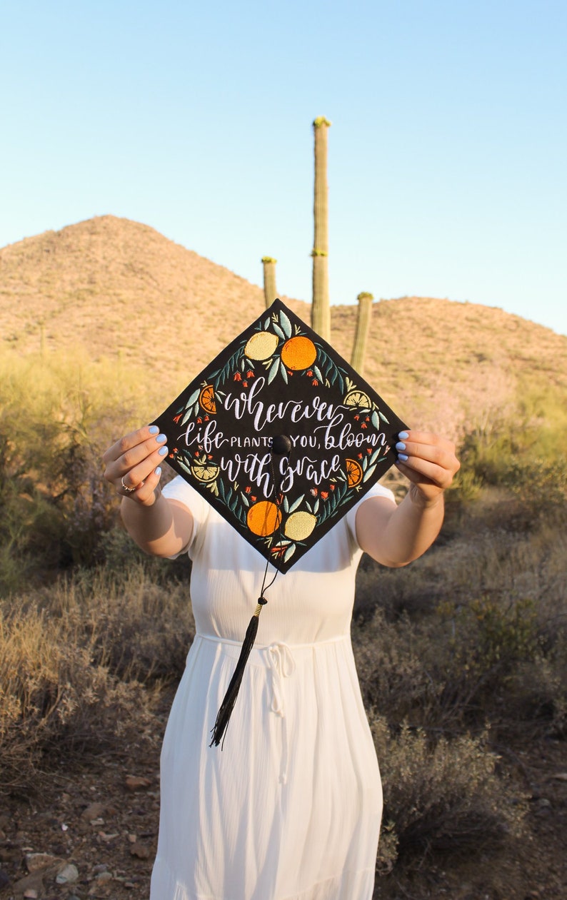 Embroidered Graduation Cap Topper Lemon Graduation Cap - Etsy