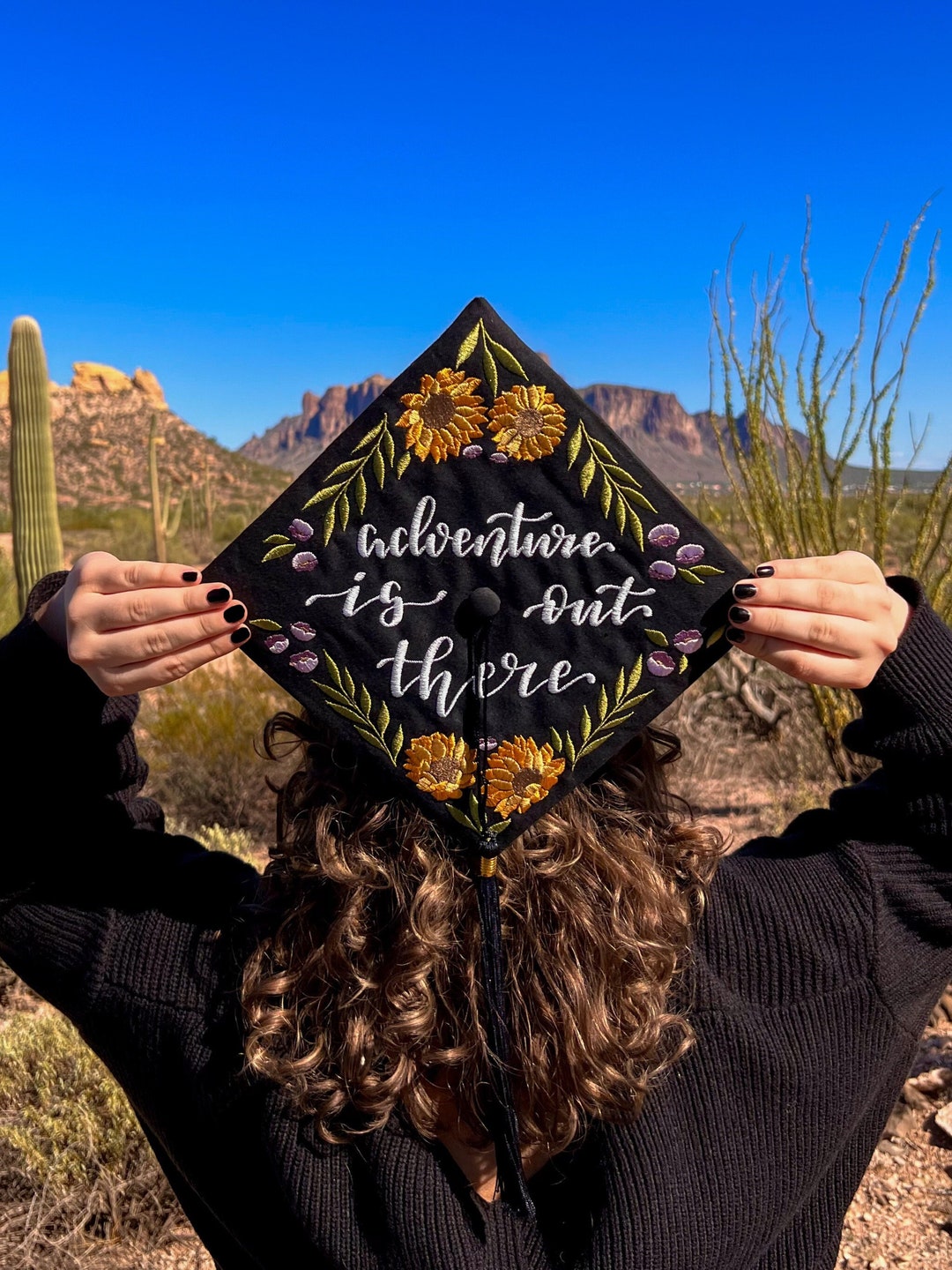 Embroidered Sunflower Graduation Cap Topper Graduation Cap - Etsy