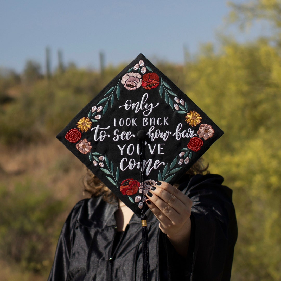 Embroidered Graduation Cap Topper | Multi Color Floral Topper ...