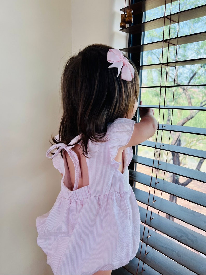 Baby Girl Sandcastle Smocked Bubble 100% Cotton Pink Stripe Smocked ...