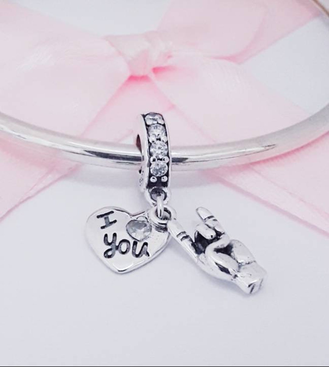 Charm for Pandora Hand Sign "you Rock" + "i Love You" Heart Attached ...