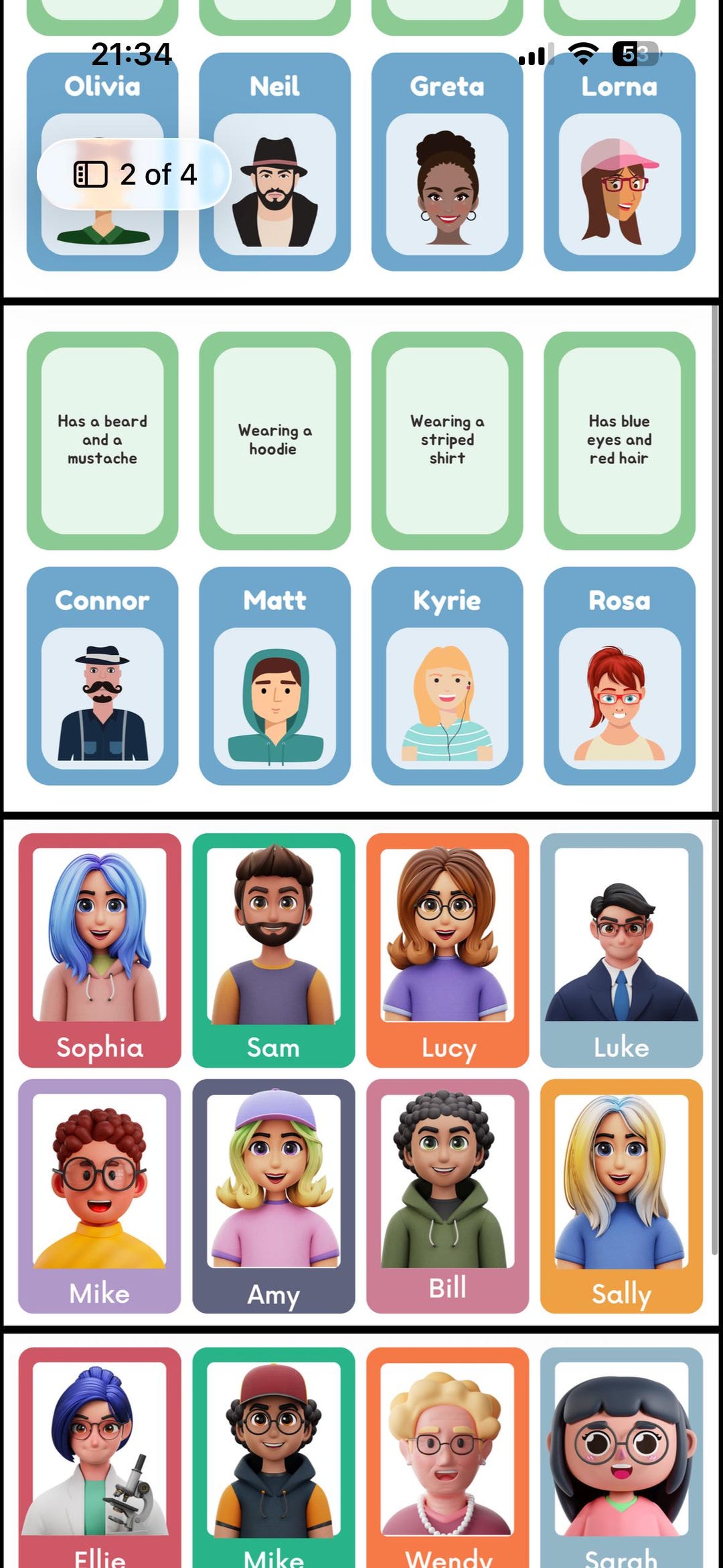 Guess Who - Describing Game Cards - Etsy