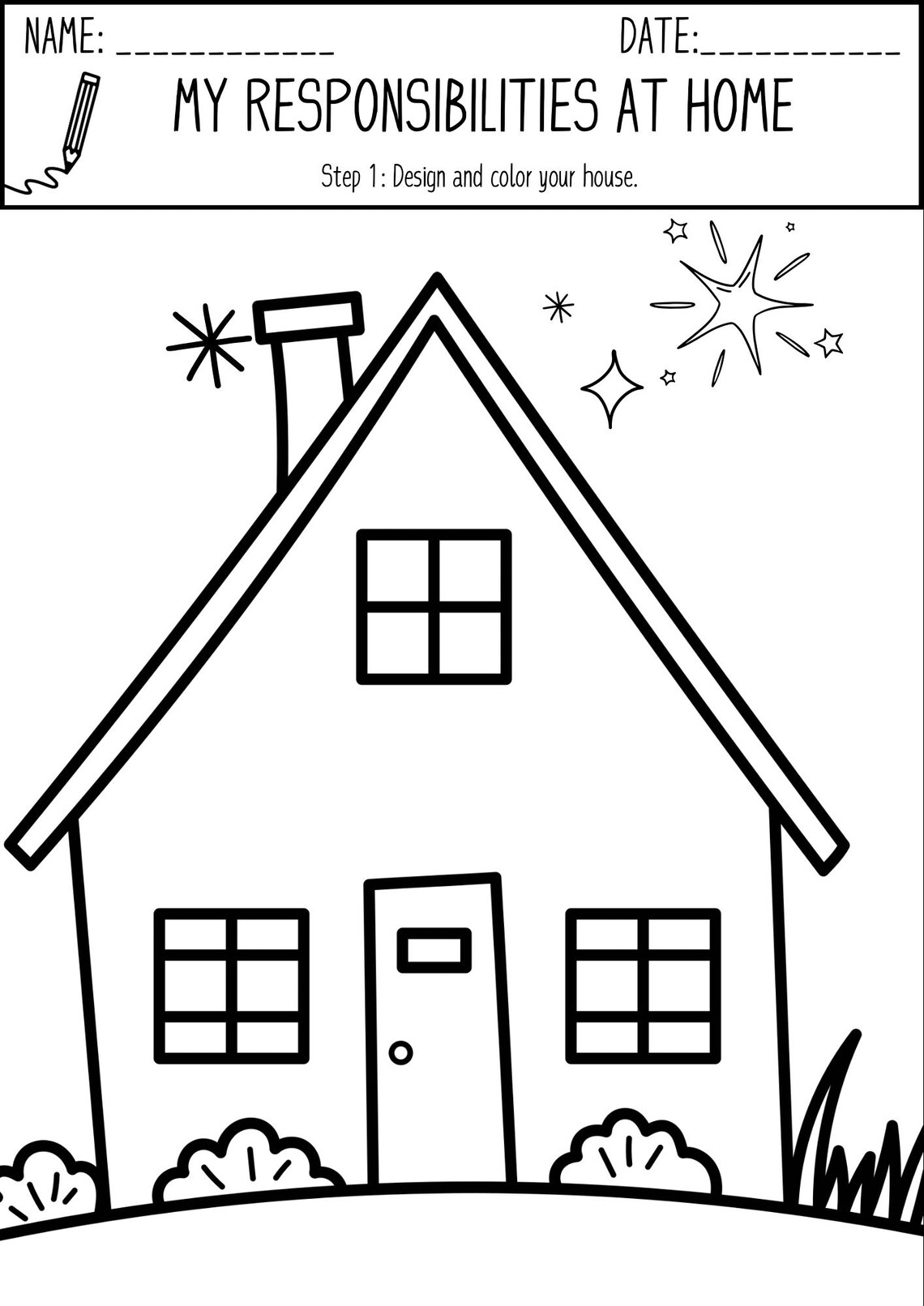 Responsibilities at Home Worksheet - Etsy