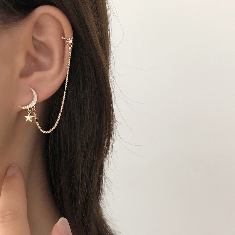Dainty Moon Crescent Ear Cuff-ear Cuff-gold Ear Cuff-ear Cuff - Etsy