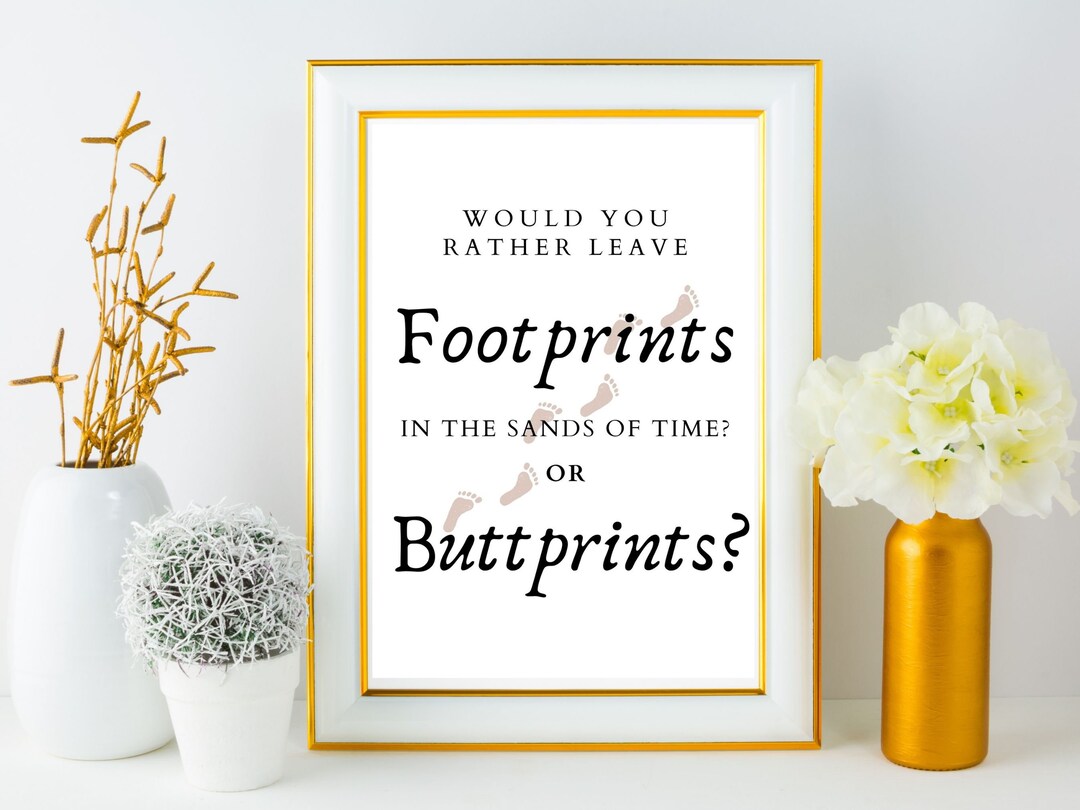 Footprints in the Sand Decor, Digital Print, Humorous Sign, Gift for Co ...