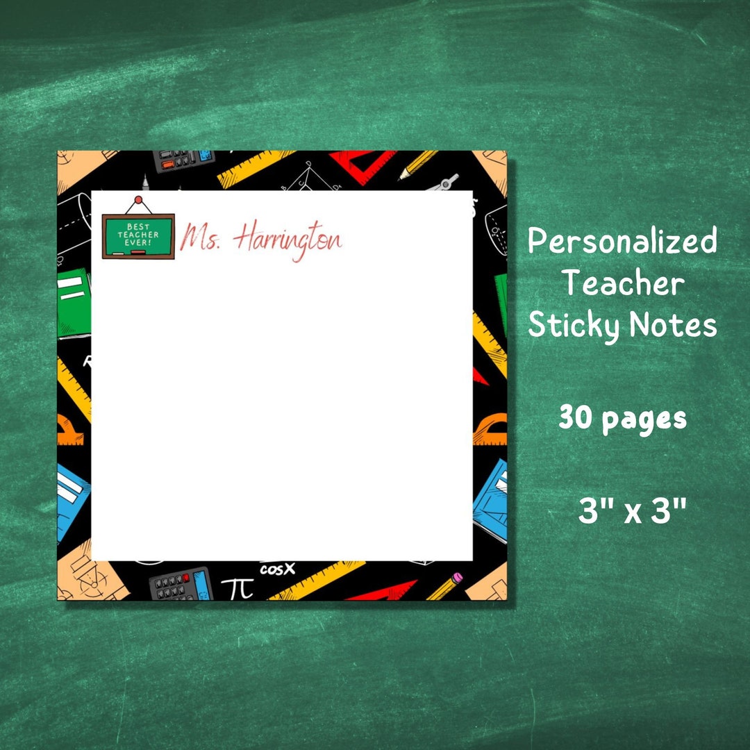 Personalized Teacher Sticky Notes, Teacher Gift, Personalized Gift ...