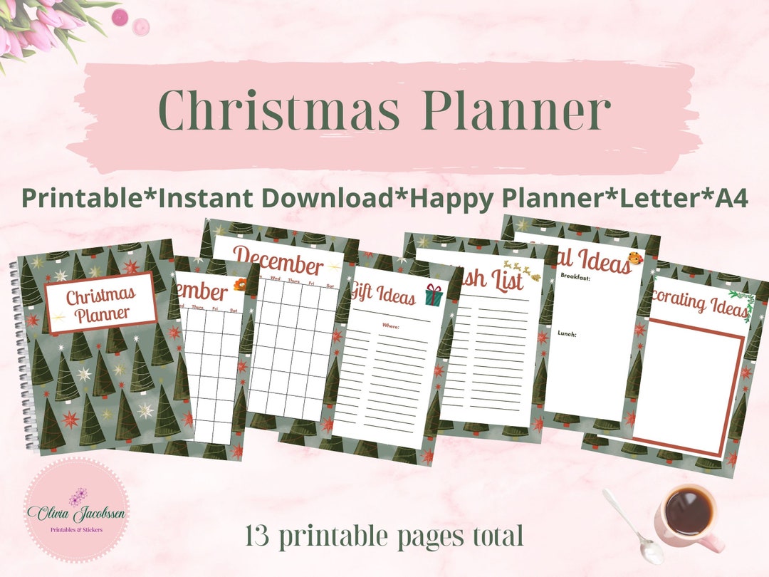 Printable Christmas Planner, Instant Download, Downloadable Pdf, Sizes ...
