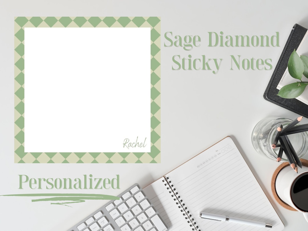 Personalized Sage Diamonds Sticky Notes, Personalized Gift, Custom ...