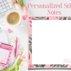 Personalized Sticky Notes Pink Tropical Design, Personalized Notepad ...