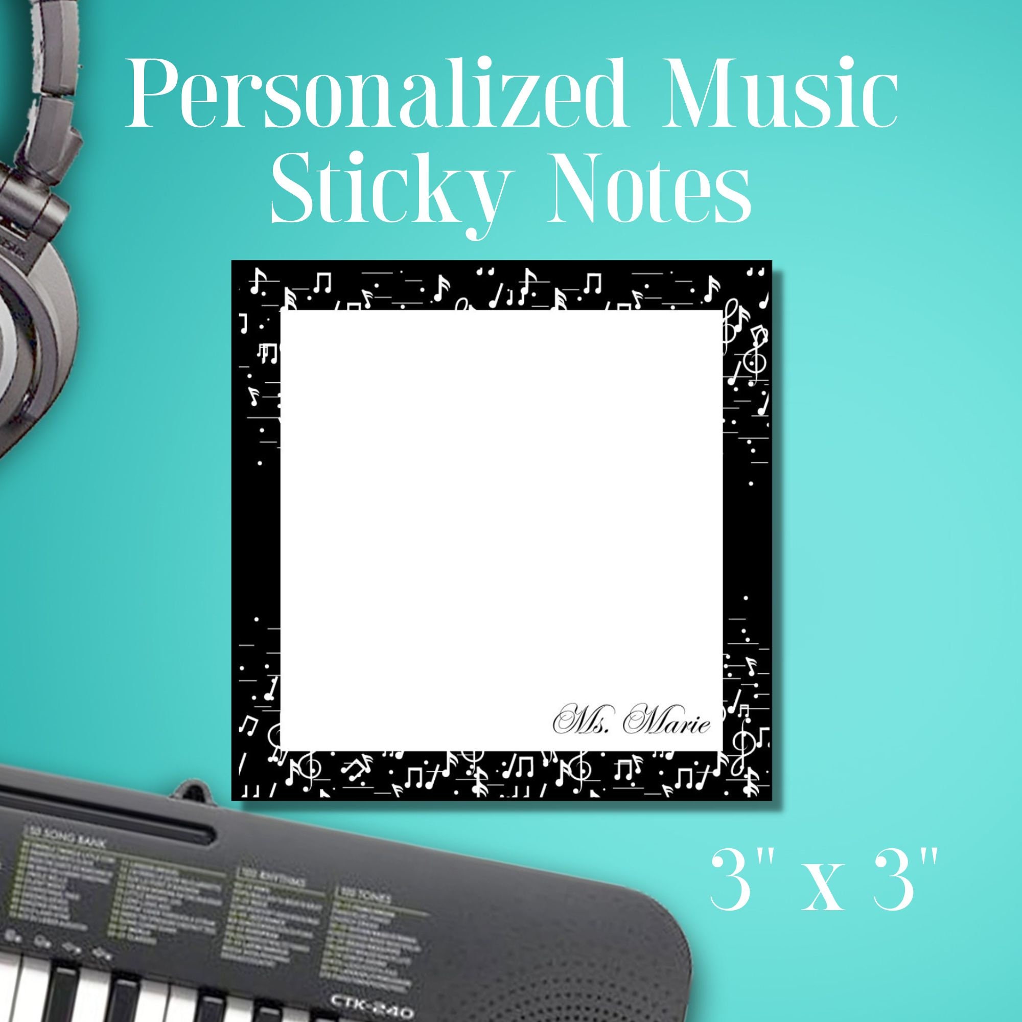 Personalized Music Sticky Notes, Musician, Music Teacher, Piano Teacher ...