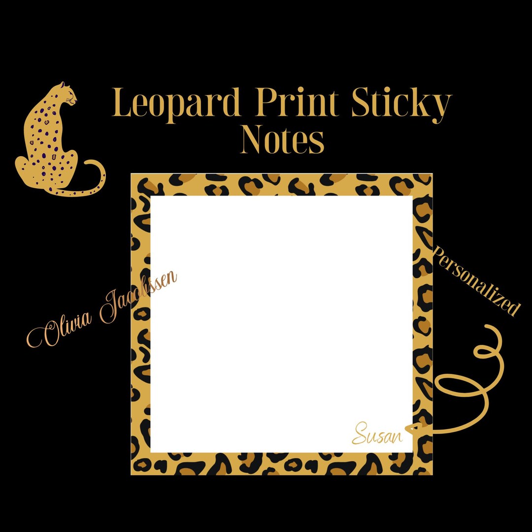 Personalized Leopard Print Sticky Notes, Custom Sticky Notes, Leopard ...